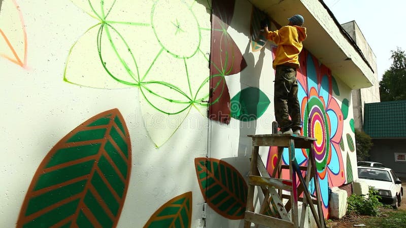 Modern Urban Art - Young Man Writing Graffiti Stock Video - Video of ...