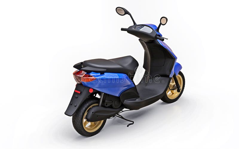 Modern Urban Blue Moped on a White Background. 3d Illustration Stock ...