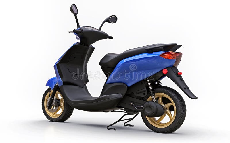 Modern Urban Blue Moped on a White Background. 3d Illustration Stock ...