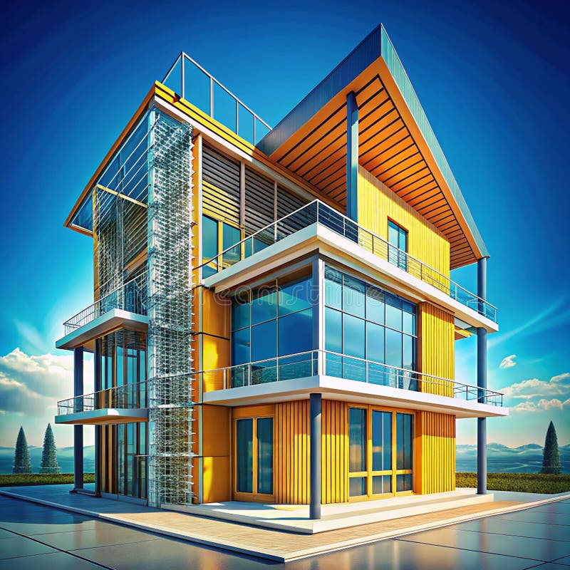 Modern Urban Building Out-line Black and White Drawing of Imagination ...