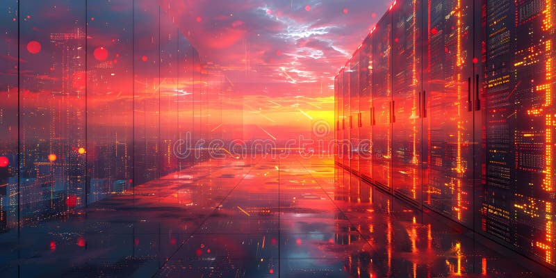 Modern Urban Building with Yellow Server Room Stock Illustration ...