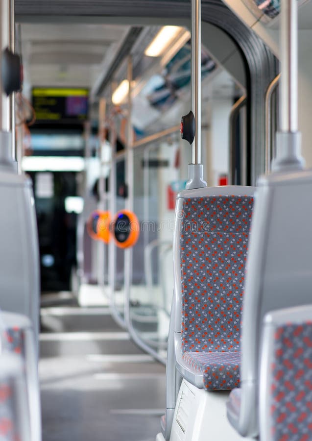 Modern urban bus interior. stock image. Image of seat - 72159477