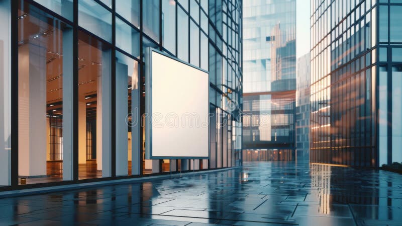 Modern Urban Cityscape with Reflective Glass Buildings and Empty ...