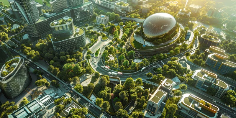 A Modern Urban Courtyard with Greenery and Architectural Design, Seen ...