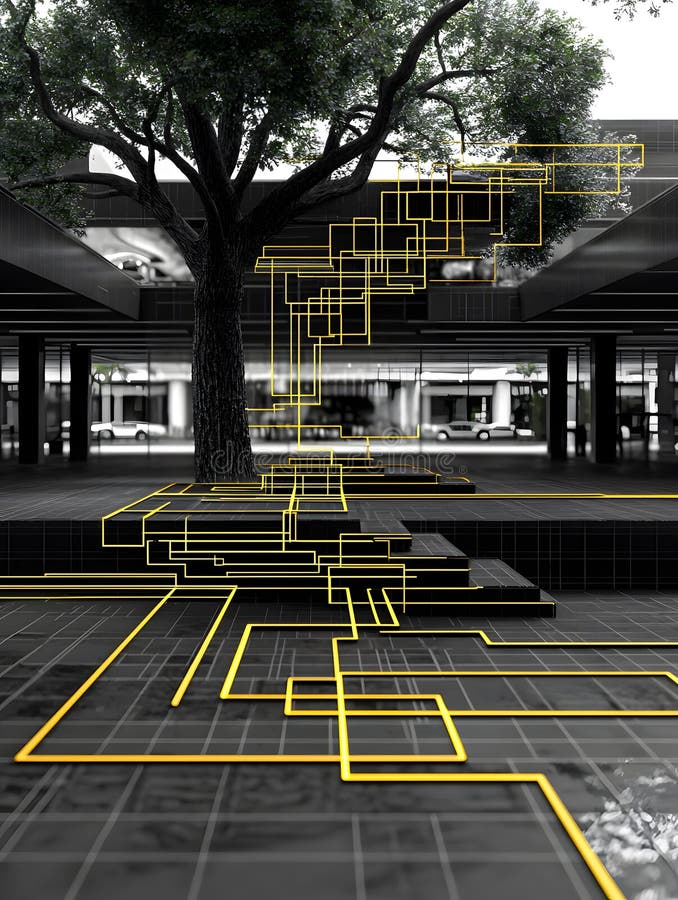 Modern Urban Design with Abstract Yellow Lines. Stock Illustration ...