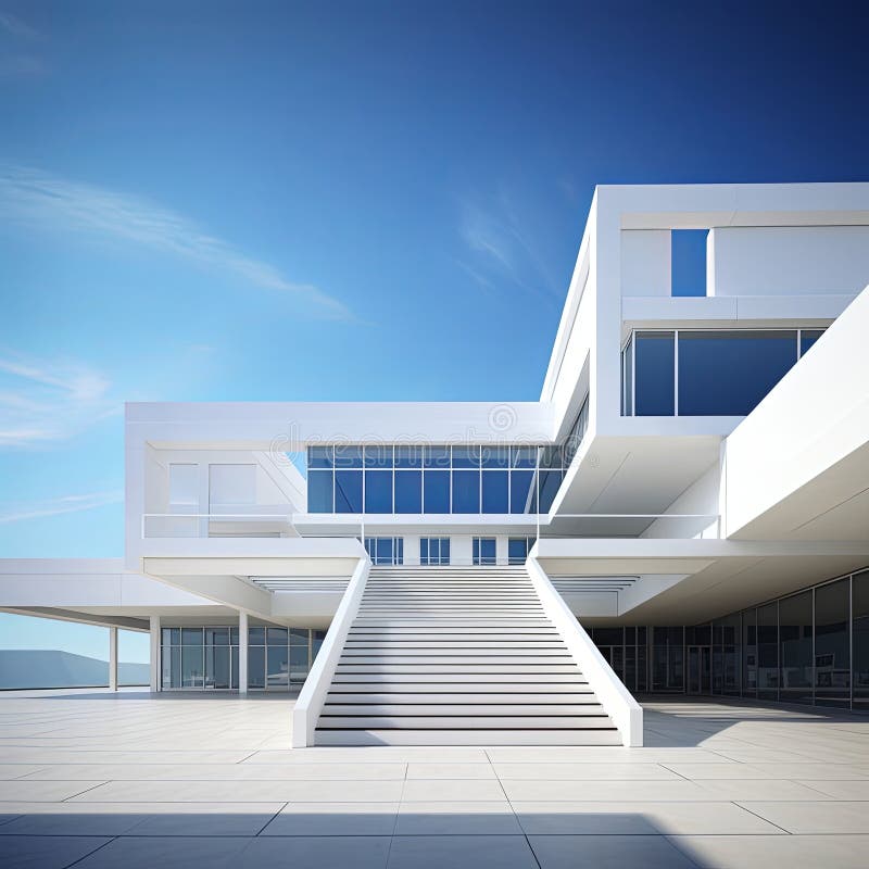 A Large White Building with Stairs Leading Up To it Stock Illustration ...