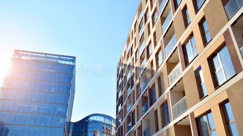A Residential Building and an Adjacent Office Building. Stock Image ...