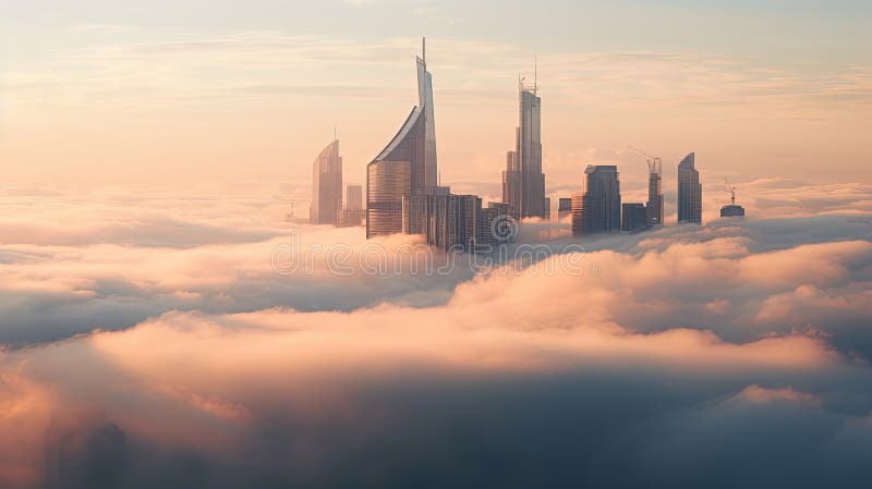 Modern Urban Development As High-rises Pierce through the Clouds in ...