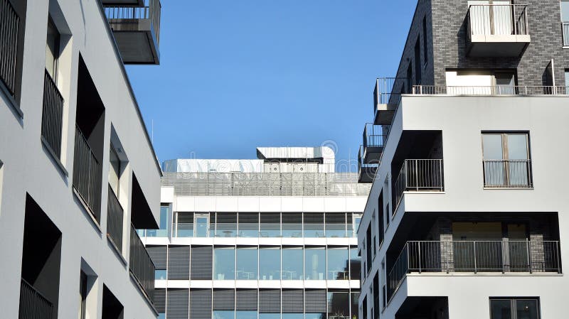 A Residential Building and an Adjacent Office Building. Stock Photo ...