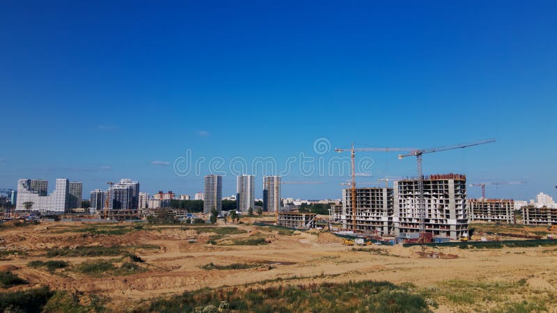 Modern Urban Development. Construction Site with Multi-storey Buildings ...
