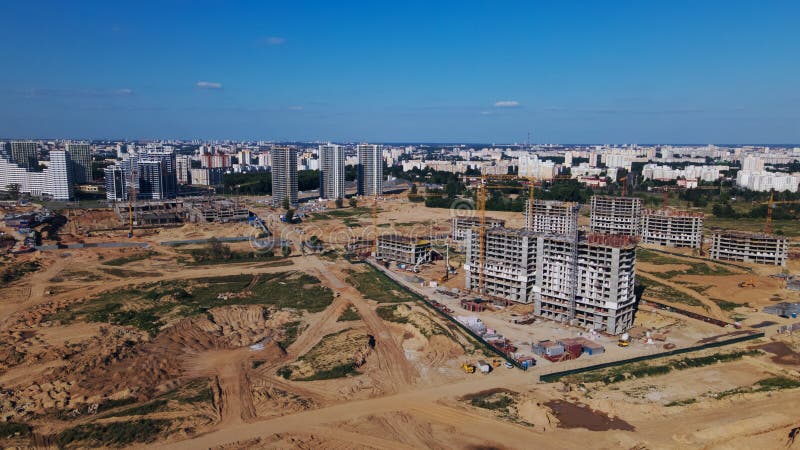 Modern Urban Development. Construction Site with Multi-storey Buildings ...