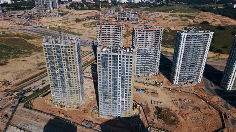 Modern Urban Development. Construction Site With Multi-storey Buildings ...