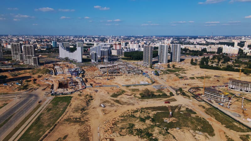 Modern Urban Development. Construction Site with Multi-storey Buildings ...