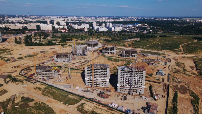 Modern Urban Development. Construction Site with Multi-storey Buildings ...
