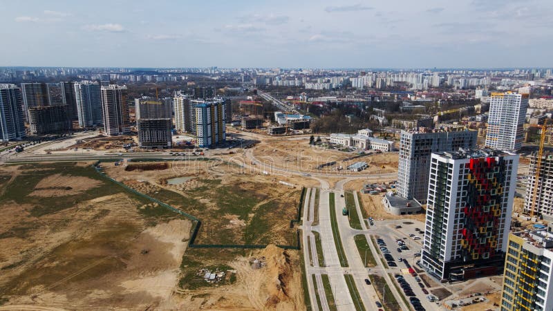 Modern Urban Development. Construction Site with Multi-storey Buildings ...