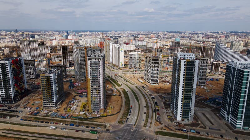 Modern Urban Development. Construction Site with Multi-storey Buildings ...