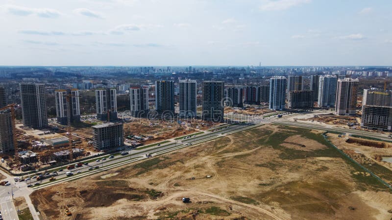 Modern Urban Development. Construction Site with Multi-storey Buildings ...
