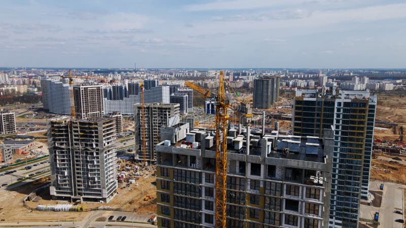 Modern Urban Development. Construction Site with Multi-storey Buildings ...