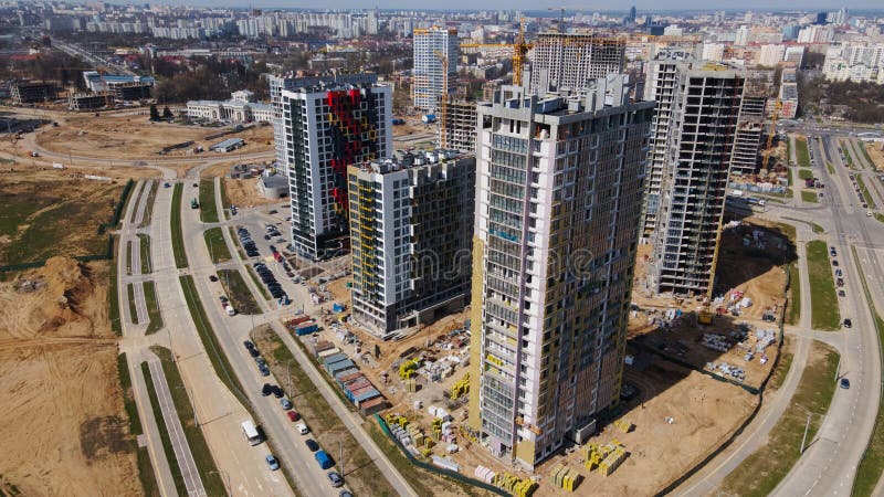 Modern Urban Development. Construction Site with Multi-storey Buildings ...