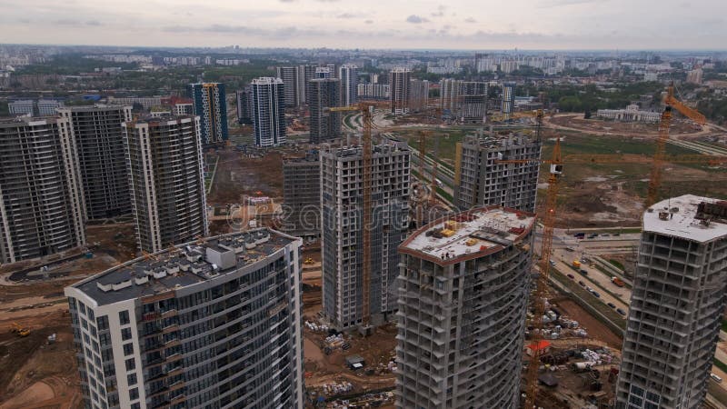 Modern Urban Development. Construction Site with Multi-storey Buildings ...