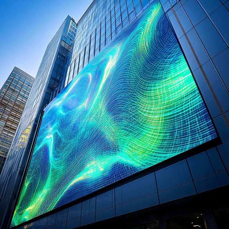 Modern Urban Display with Vibrant Digital Visuals Showcasing Abstract ...