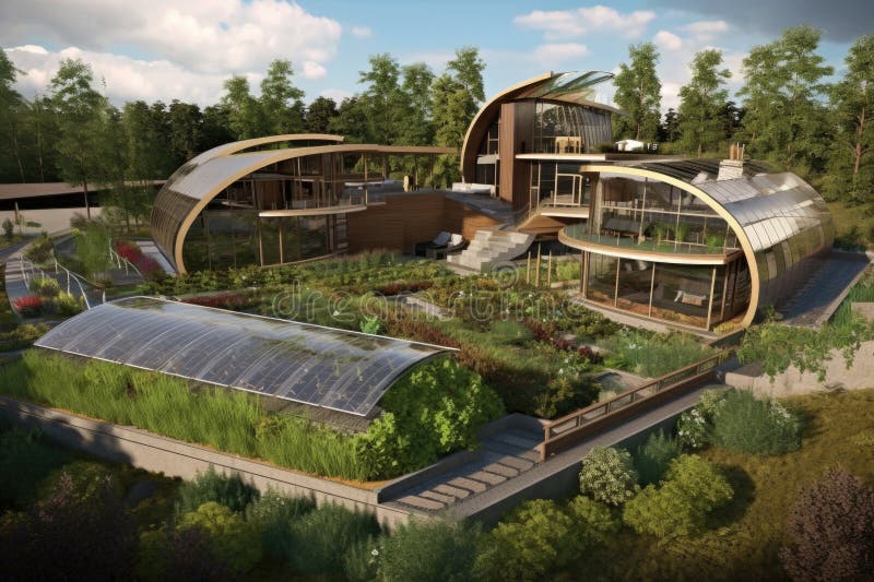 Modern Urban Farm with Eco-friendly Architecture Stock Illustration ...