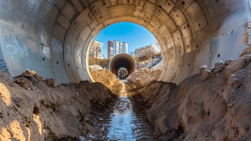 Modern Urban Infrastructure Development. New Stormwater Drainage Pipe ...