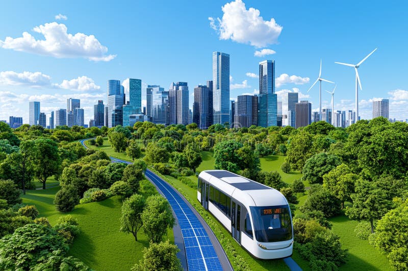 Modern Urban Landscape Featuring Green Spaces Eco Friendly ...