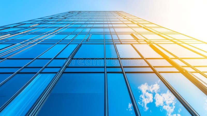 In a Modern Urban Landscape, a Skyscraper with Reflective Glass Stock ...