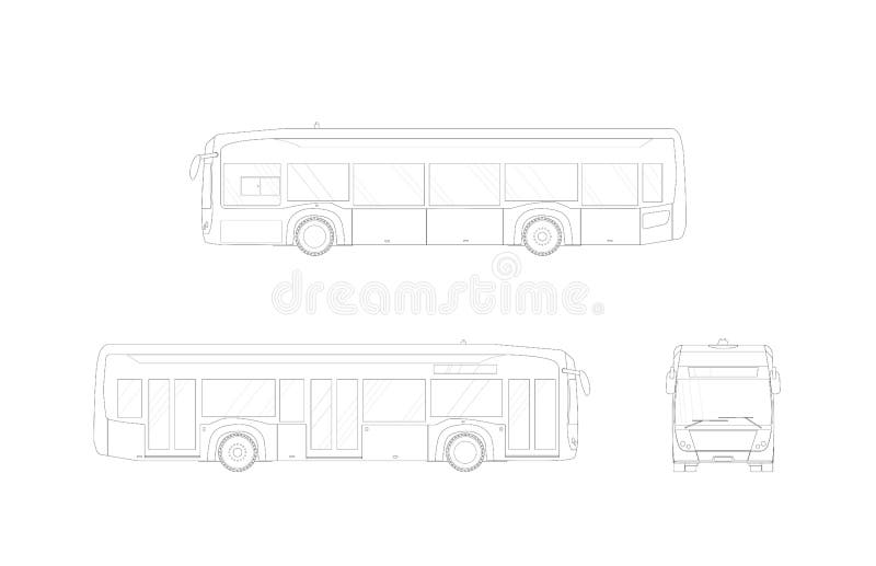 Modern Urban Low Floor Electric Bus, Sketch. Side View, Front Stock ...