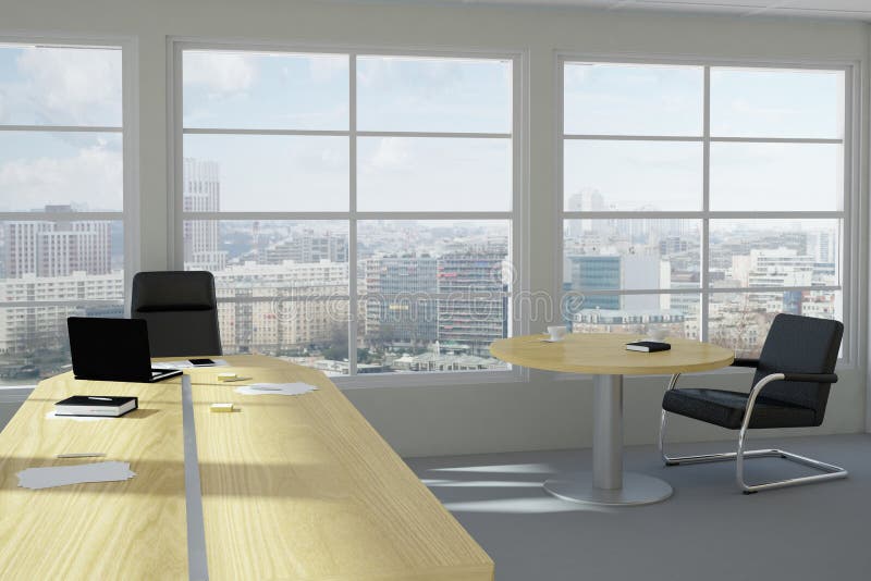 Modern urban office room stock illustration. Illustration of ...