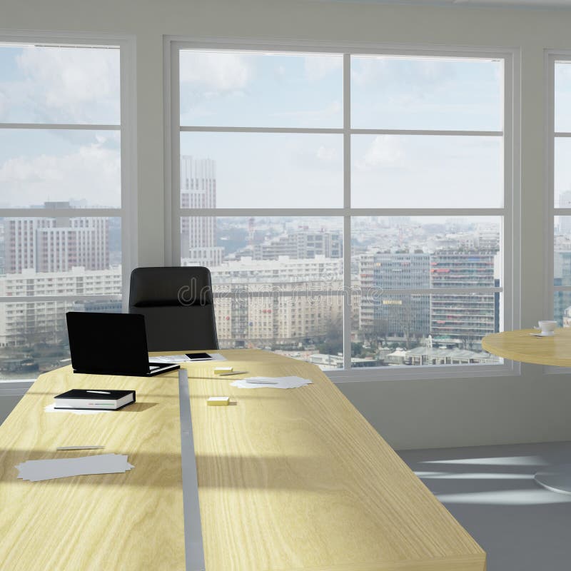 Modern urban office room stock illustration. Illustration of building ...