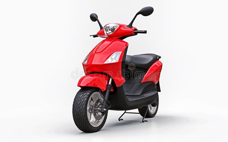 Modern Urban Red Moped on a White Background. 3d Illustration Stock ...