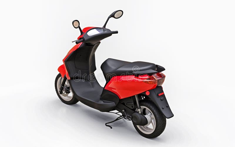 Modern Urban Red Moped on a White Background. 3d Illustration Stock ...