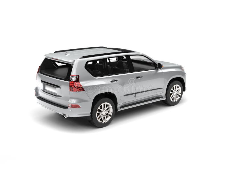 Modern Urban Silver SUV - Back View Closeup Shot Stock Illustration ...