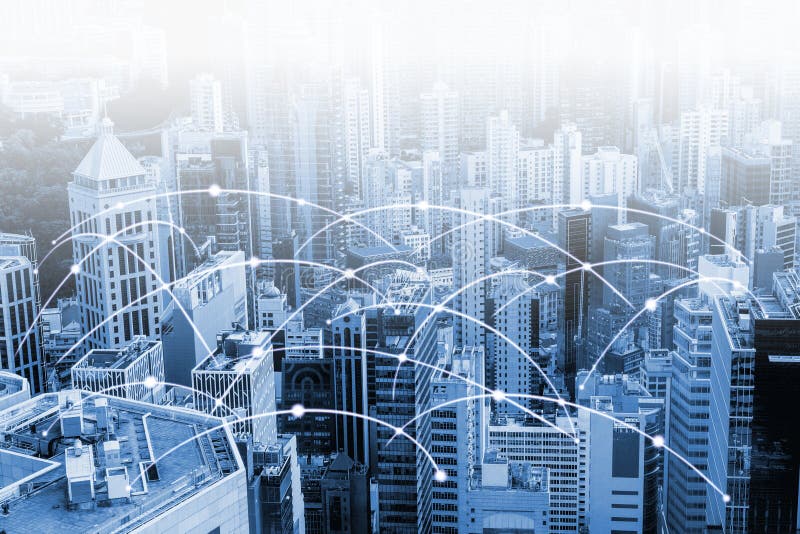 Modern Urban Skyline with High-speed Data and Internet Communication ...