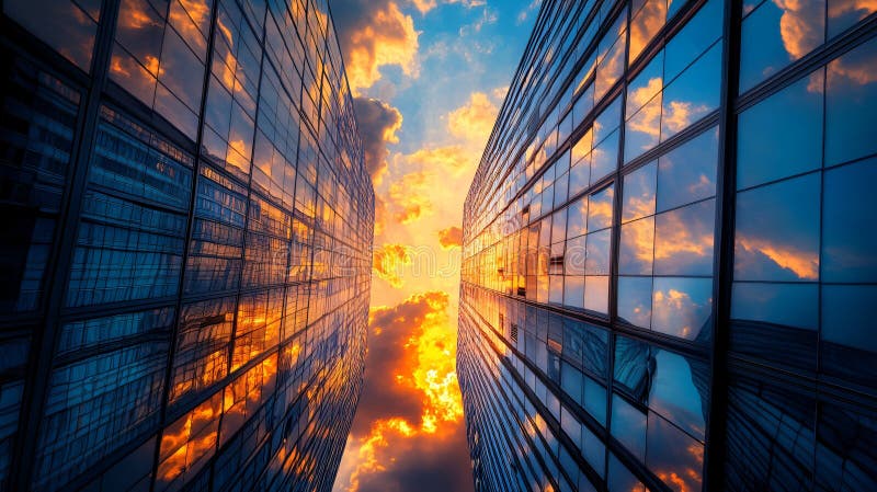 Modern Urban Skyscraper with Reflective Glass Facades - Architectural ...