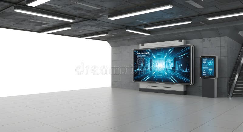 Modern Urban Space with Digital Signage for Advertisement and ...