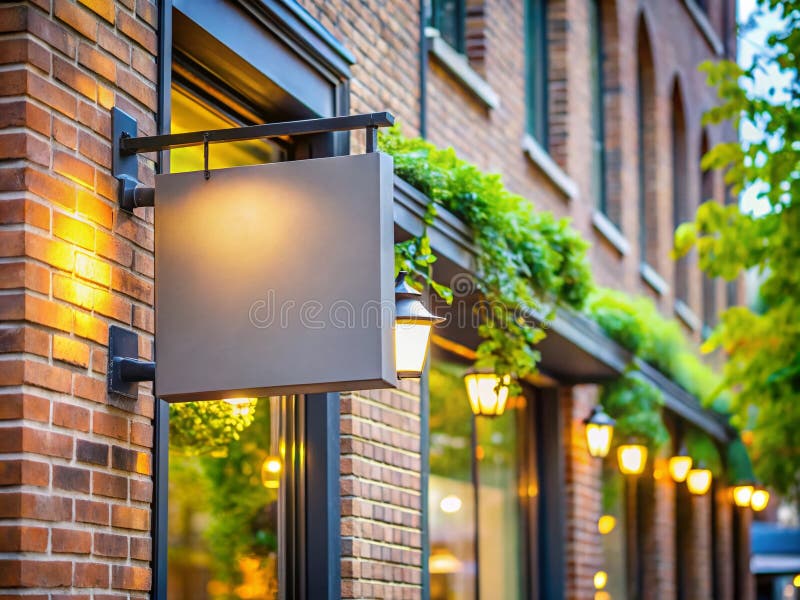 Modern Urban Storefront Sleek Grey Sign on a Contemporary Brick ...