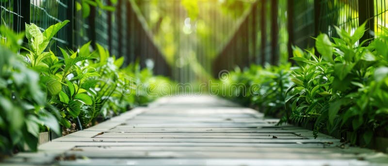 Modern Urban Walkway with Greenery and Sunlight. Generative Ai Stock ...