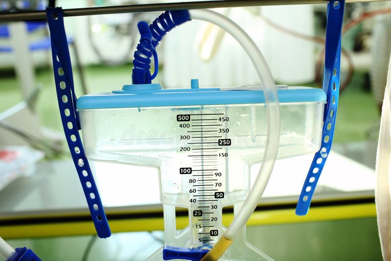 Urine Collection Bag in a Modern ICU Bed Stock Image - Image of ...