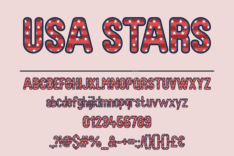 Modern USA Color Font Set stock vector. Illustration of blue - 315234578