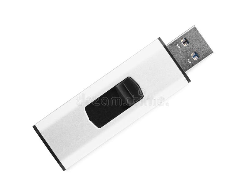 Modern Usb Flash Drive Isolated on White, Top View Stock Photo - Image ...