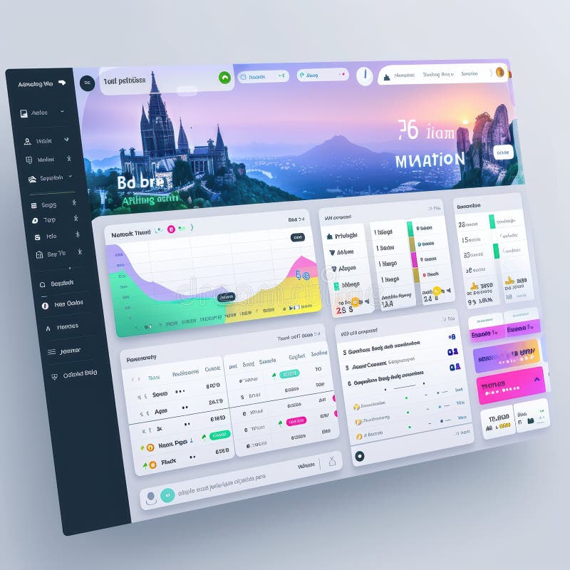 Modern User Interface Design for Futuristic Data Dashboard Layout Stock Illustration ...