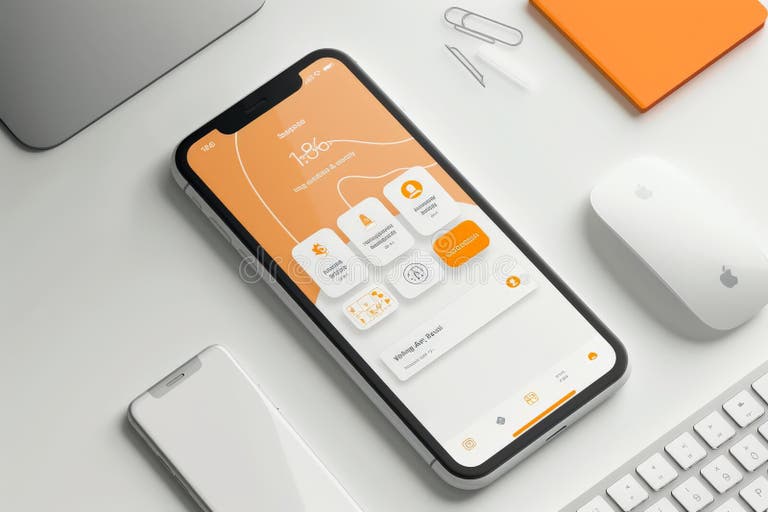 Modern User Interface Design Template. Conceptual Mobile Phone Screen Mock-up for Application ...