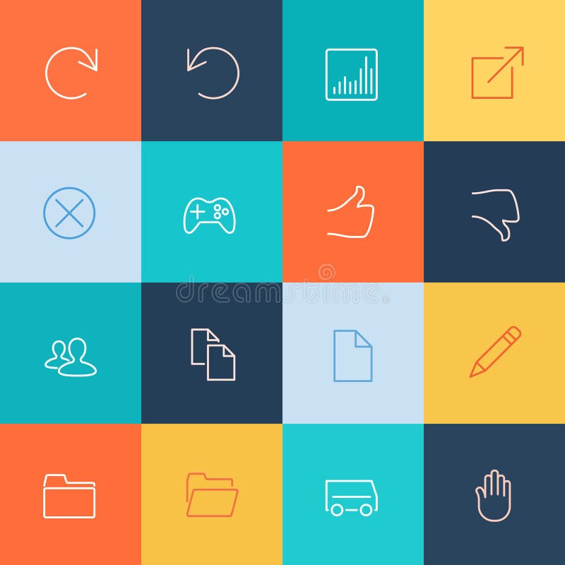 Modern User Interface Line Icons, Pixels Perfect Stock Illustration ...