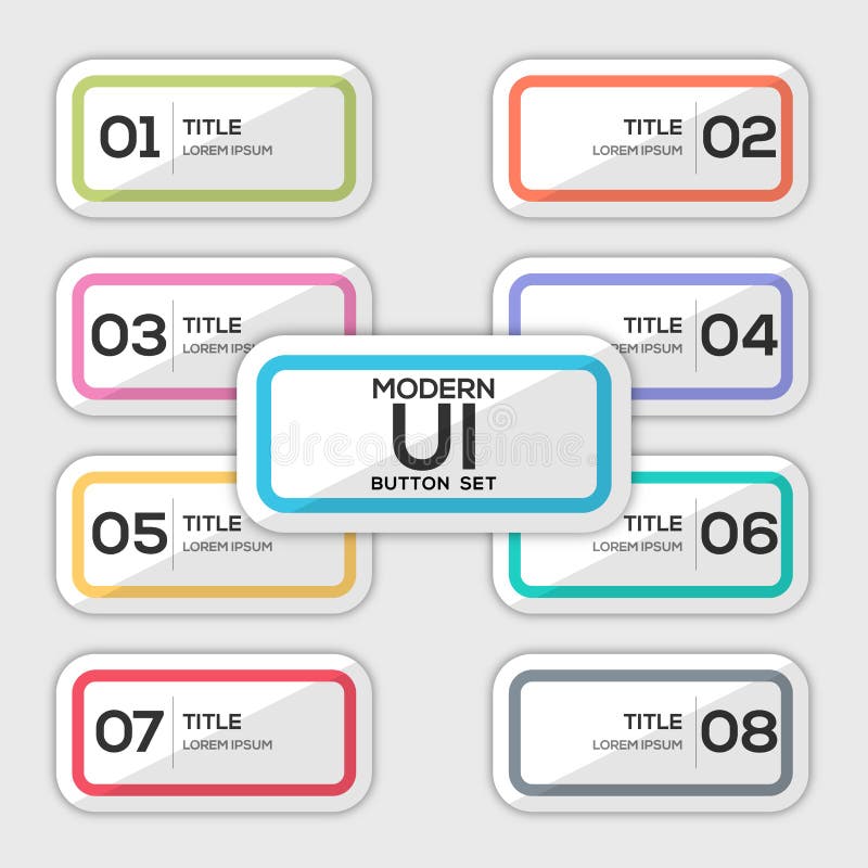 Modern User Interface Rectangle Button Set Stock Vector - Illustration ...