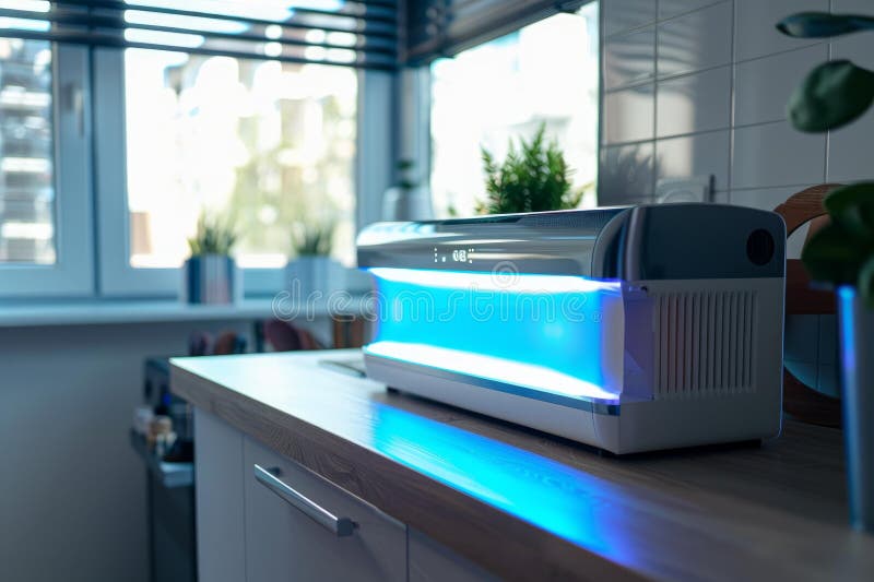 Modern Uv Sterilizer Machine Disinfecting Surface in a Kitchen Stock ...