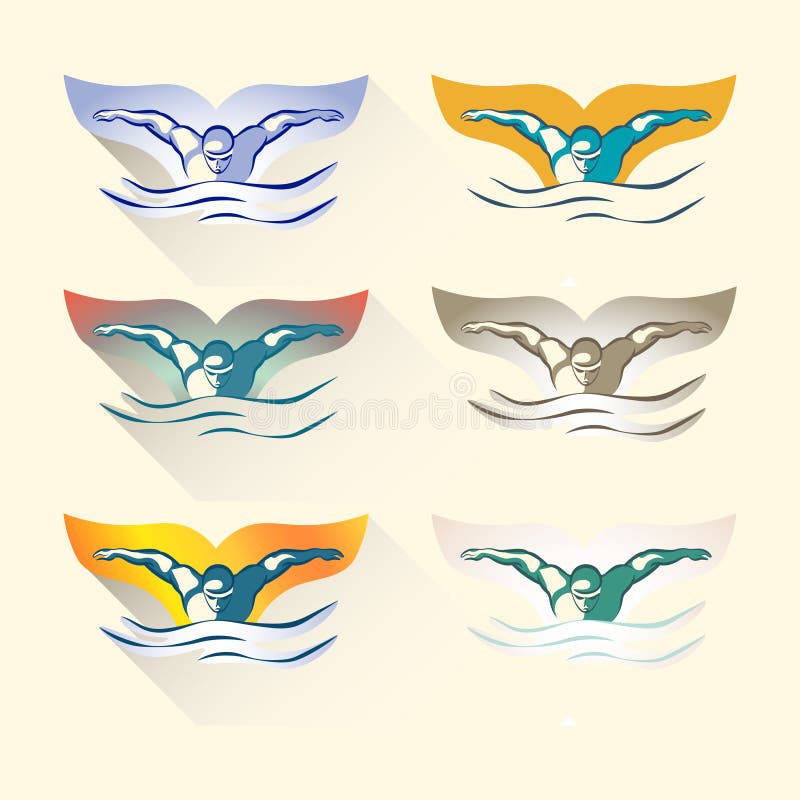 Back Crawl Backstroke Swimmer Silhouette. Sport Swimming Stock Vector ...