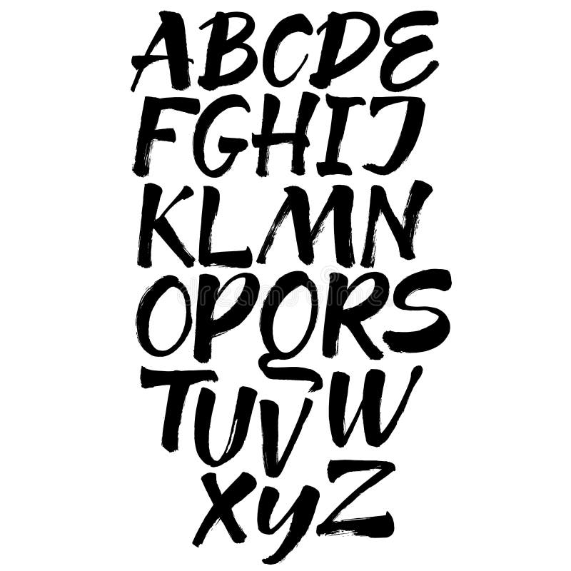 Hand Drawn Alphabet. Script Font Stock Vector - Illustration of ...